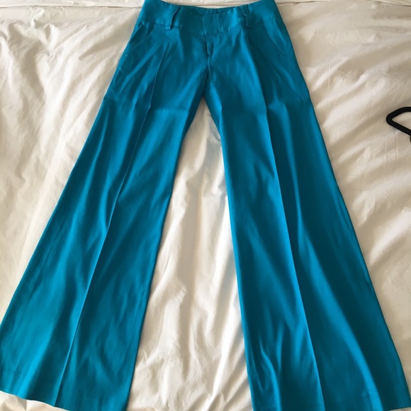 Alice + Olivia | Pants & Jumpsuits | Blue Alice Olivia Wide Leg Linen ...